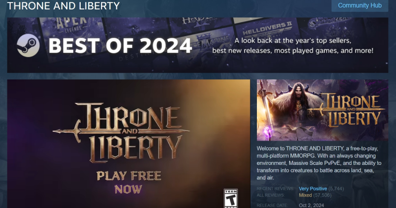 THRONE AND LIBERTY Ranked as Gold in Three Categories of Steam’s Best of 2024